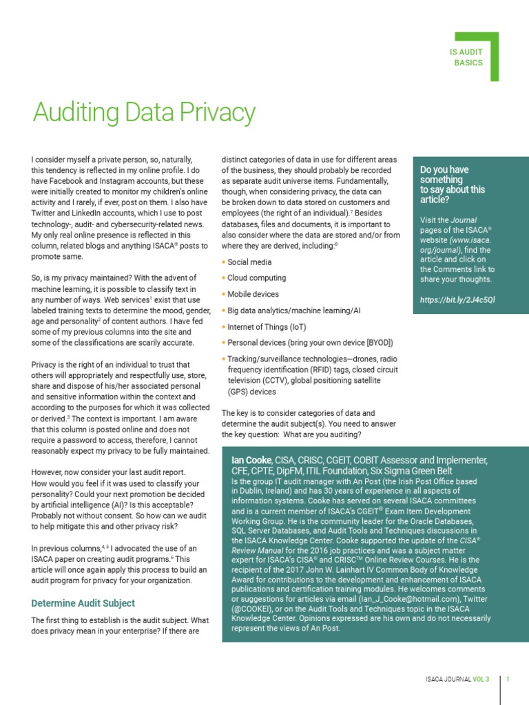Auditing-Data-Privacy Joa Eng 0518 | PDF | Privacy | Audit