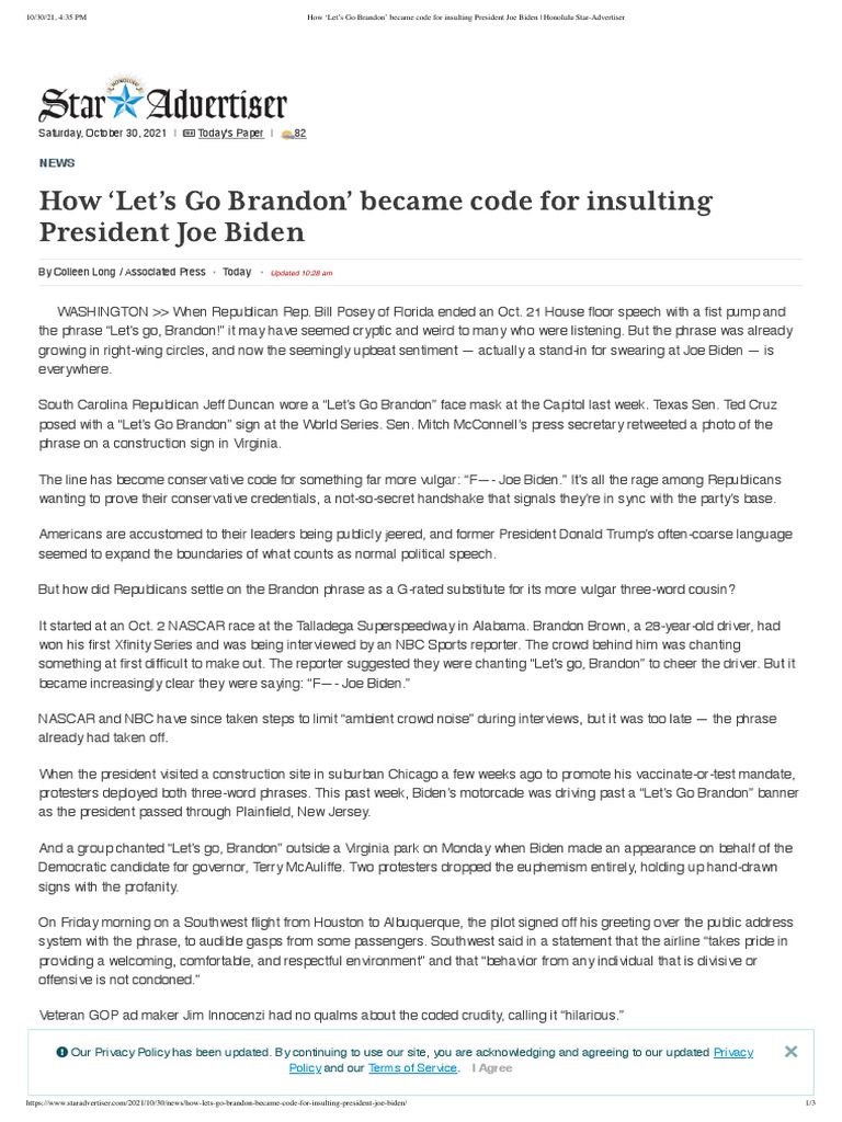 How Let's Go Brandon' Became Code For Insulting President Joe Biden ...