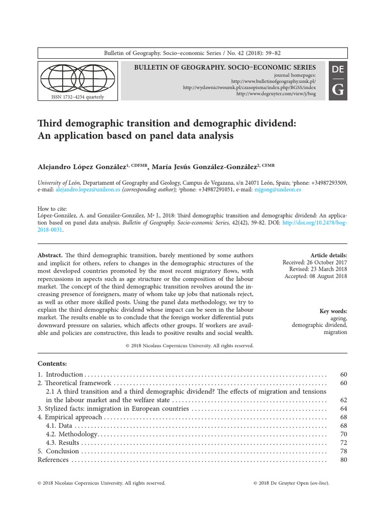 Third Demographic Transition and Demographic Dividend: An Application ...