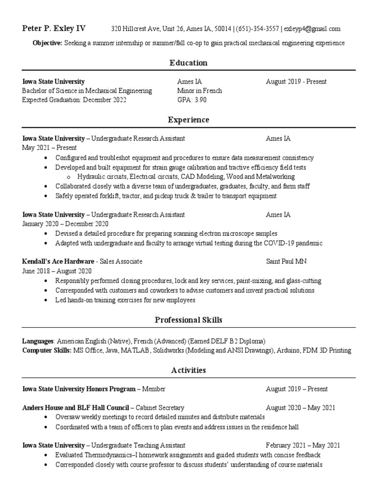Peter Exley - Resume | PDF | Mechanical Engineering | Engineering