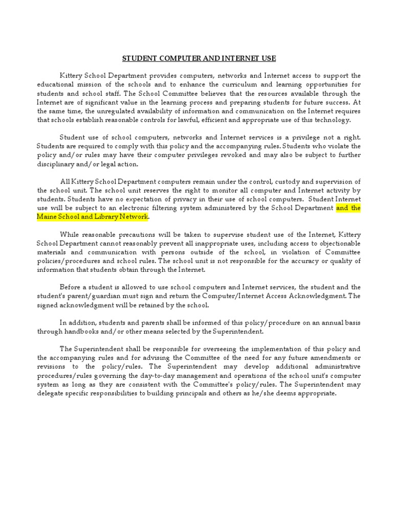 Student Computer and Internet Use | PDF | Computer Security | Security