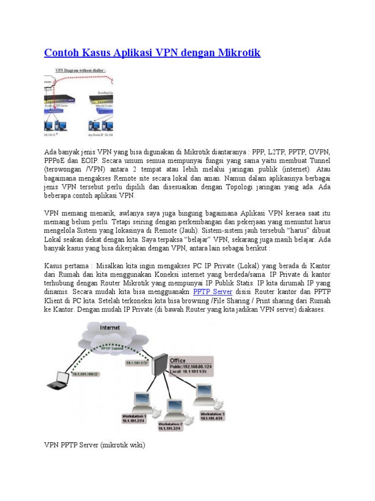 Contoh Kasus Aplikasi VPN Dengan Mikrotik | PDF