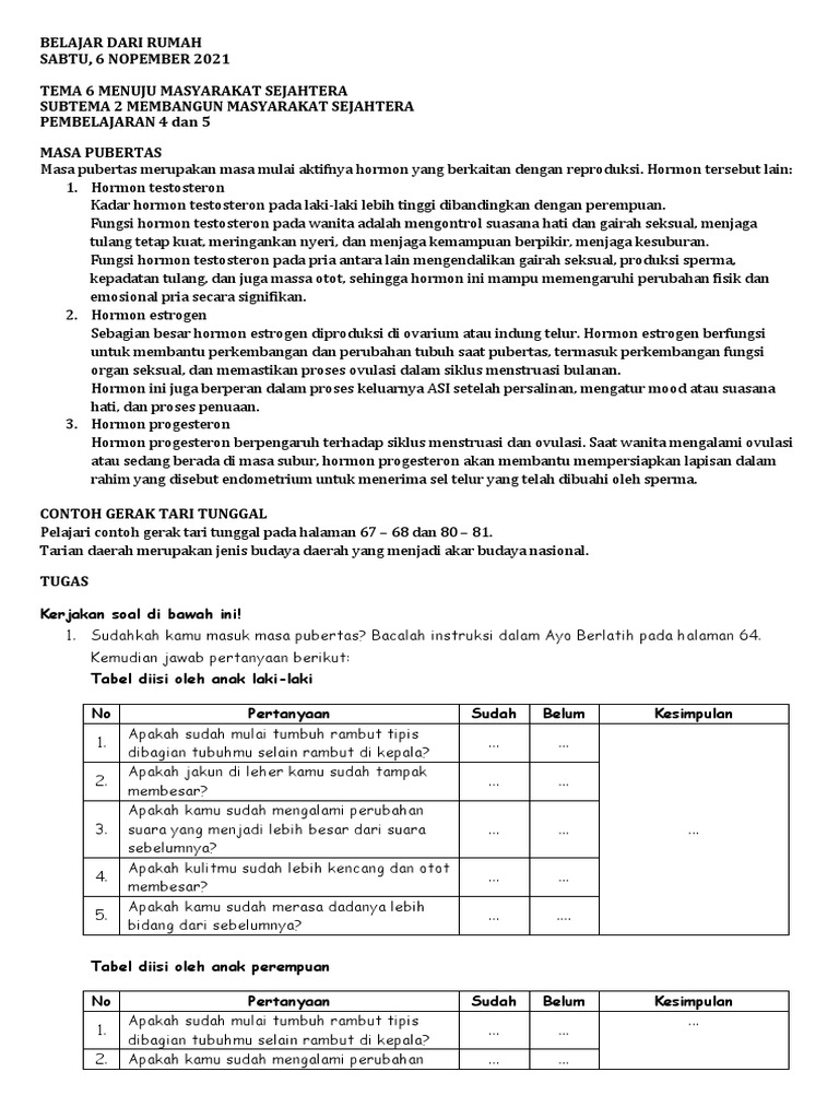 Rangkuman Tema 6 Sub 2 PB 4 Dan 5 | PDF