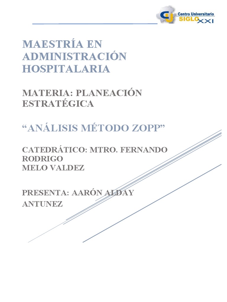Análisis del Método ZOPP en Proyectos | PDF | Planificación | Monitoreo ...