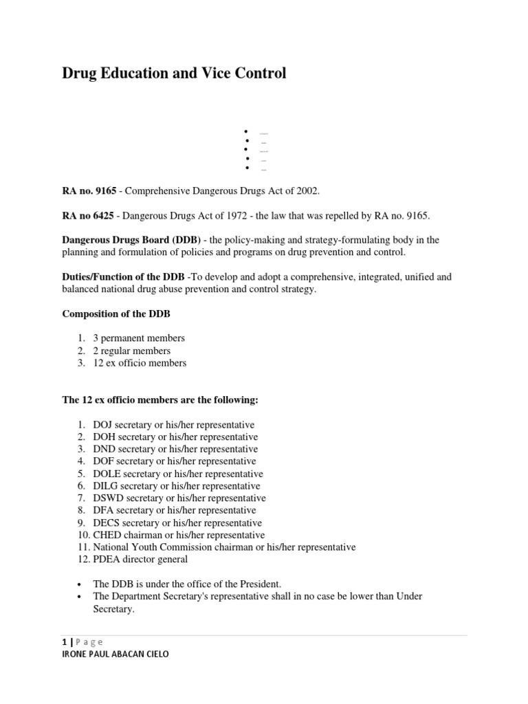 Drug Education and Vice Control | PDF | Drugs | Psychology