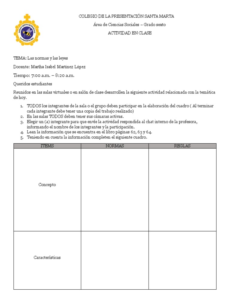 Actividad Normas y Reglas | PDF