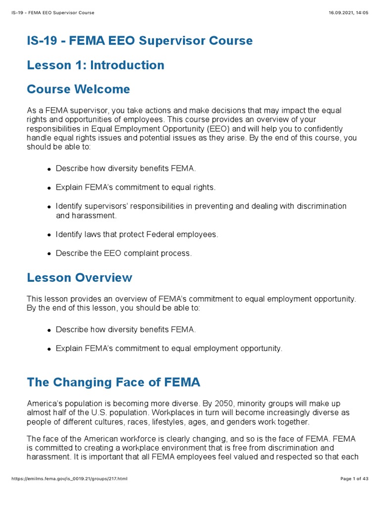 Is-19 - FEMA EEO Supervisor Course | PDF | Sexual Harassment ...