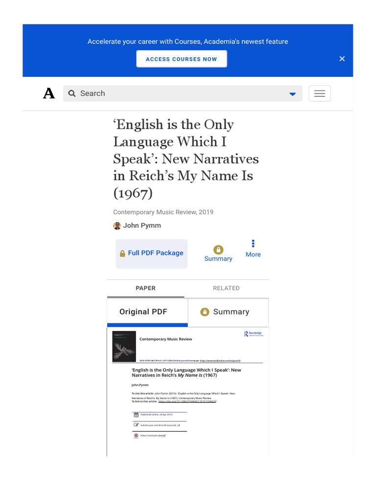 (PDF) English Is The Only Language Which I Speak' - New Narratives in ...