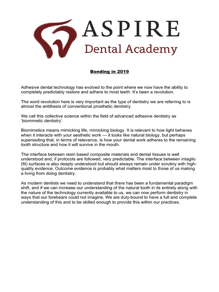 Aspire Dental Academy Bonding Protocol | PDF | Dentistry | Tooth Enamel