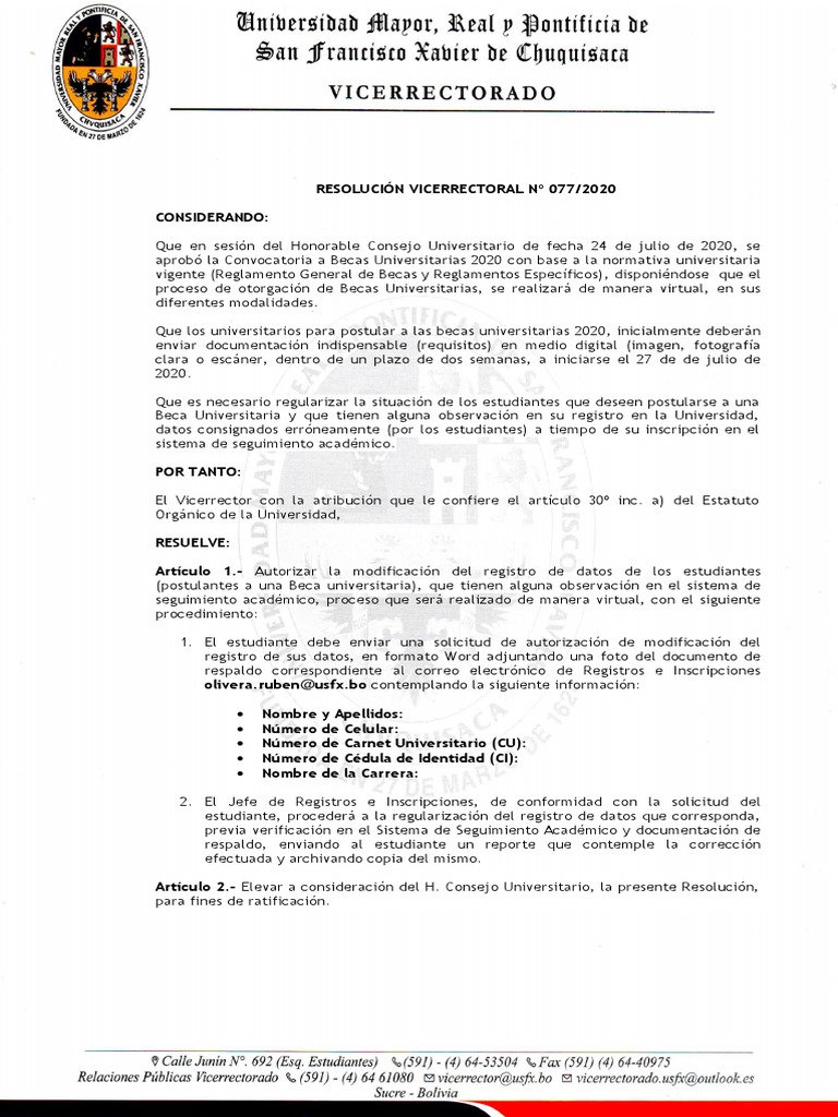 VREC. #077 Procedimiento para Modificar Datos de Registro en El Sistema ...