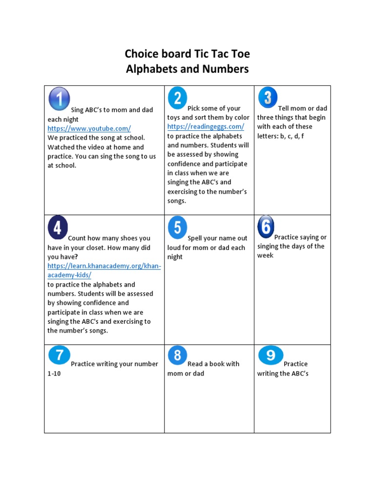 Choice Board Tic Tac Toe | PDF | Poetry