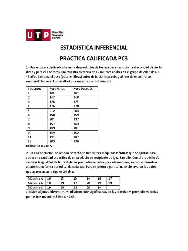 PC3 - Estadistica Inferencial | PDF | Estadísticas