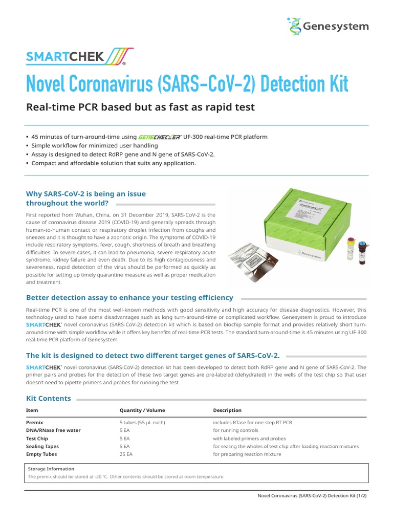 SMARTCHEK Novel Coronovirus (SARS-CoV-2) Detection Kit | PDF | Primer ...