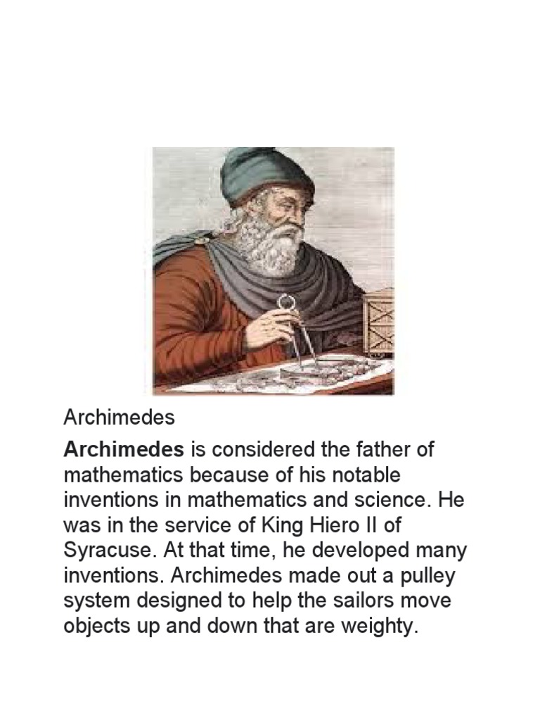 Archimedes Is Considered The Father of | PDF