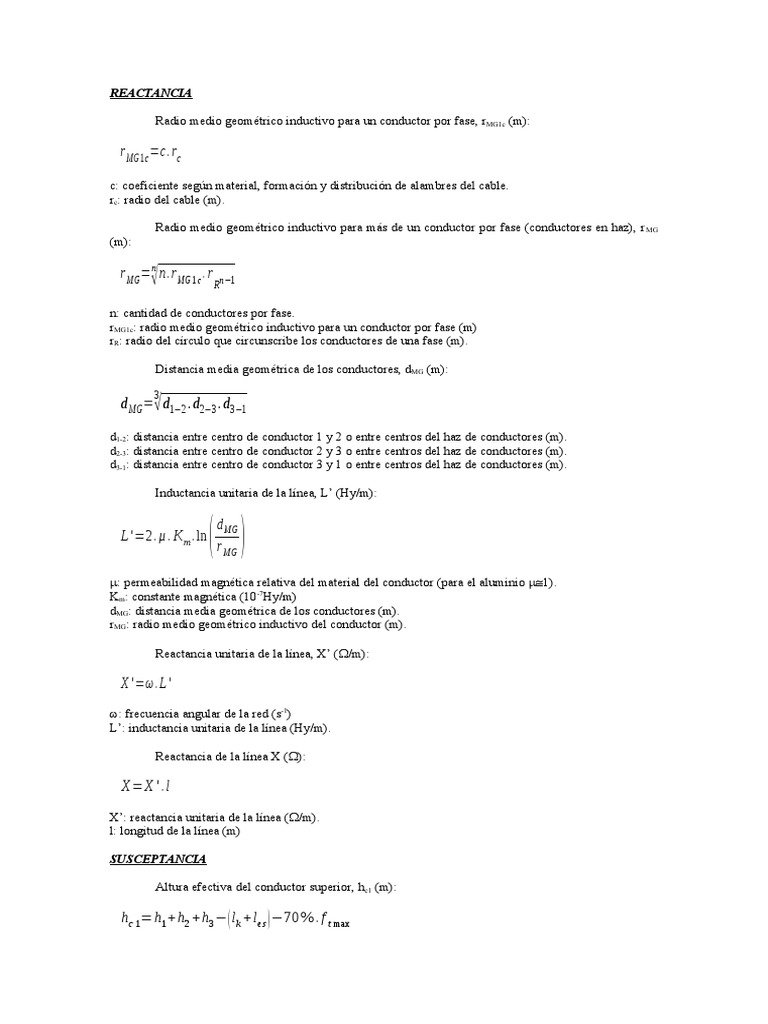 Cálculo de Reactancia y Susceptancia en Líneas Eléctricas | PDF ...