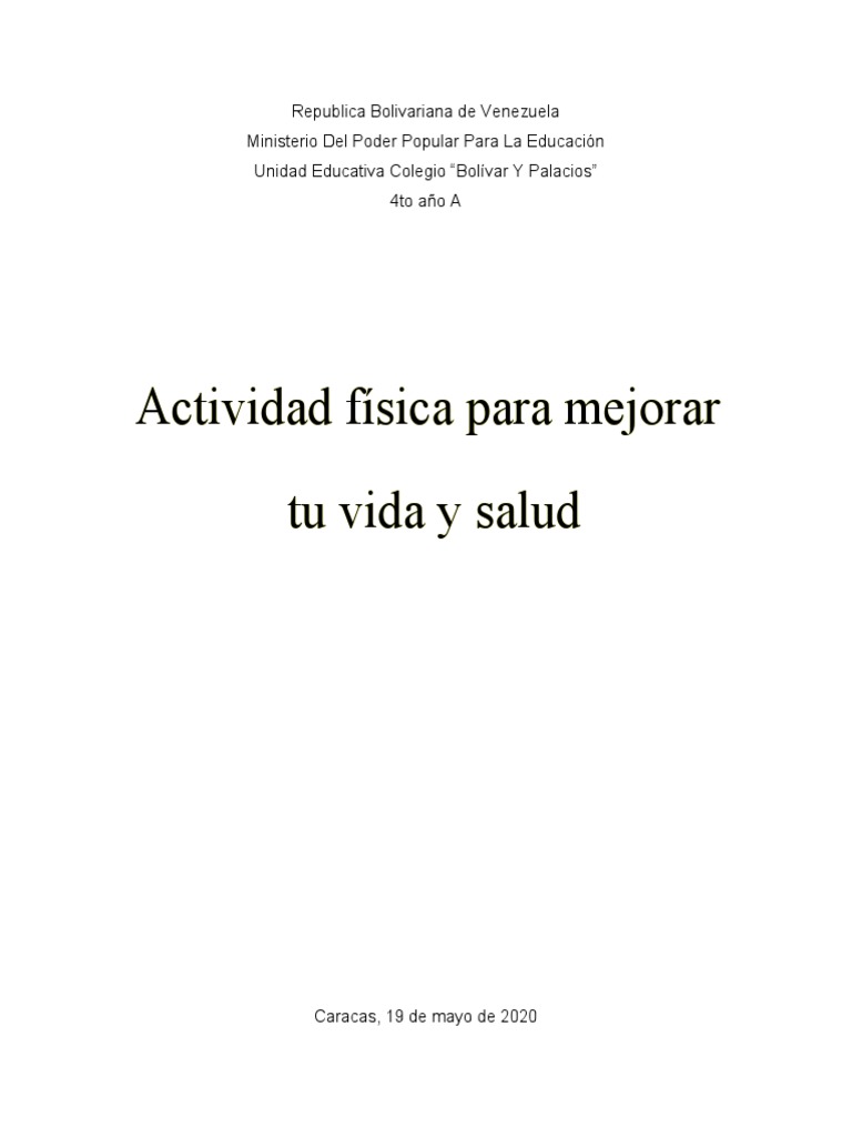Actividad Física para Mejorar Tu Vida y Salud | PDF | Carbohidratos ...
