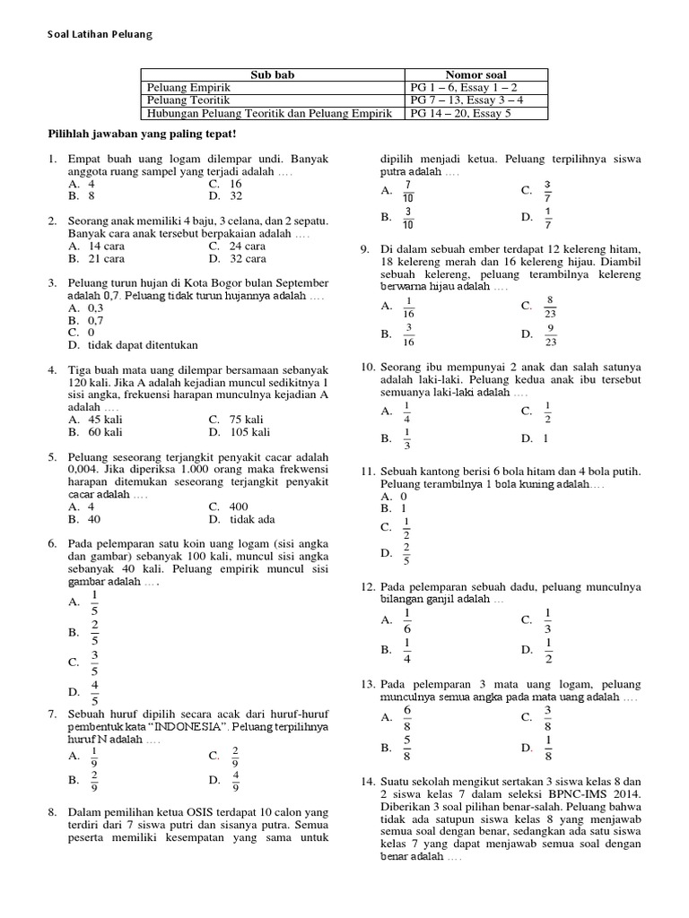 Soal Latihan Peluang | PDF