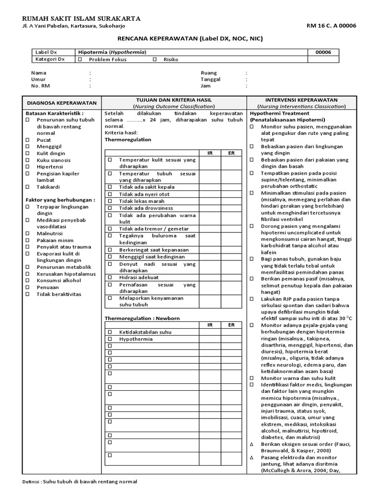 Rencana Keperawatan (Label DX, Noc, Nic) : Rumah Sakit Islam Surakarta ...
