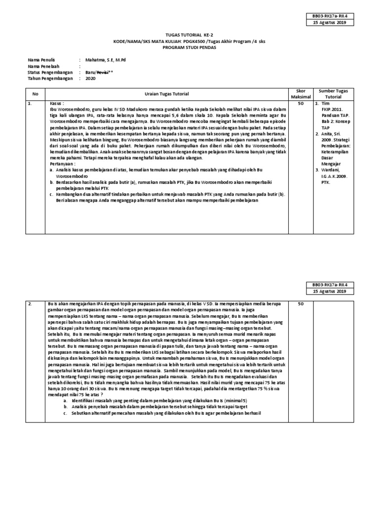 Tugas Tutorial 2 PDGK4500 | PDF