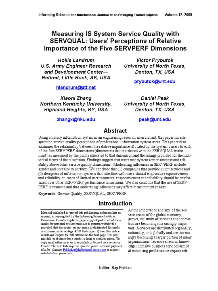 SERVPERF and Servperf | PDF | Survey Methodology | Student's T Test