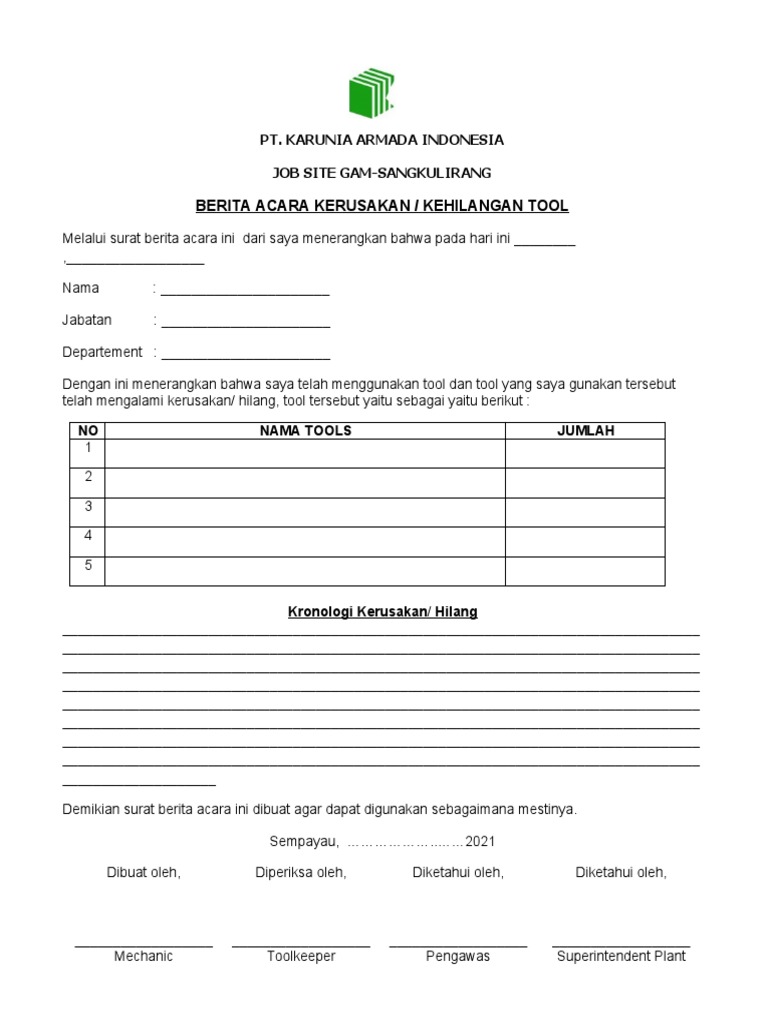 BA Kerusakan&kehilangan Tool | PDF