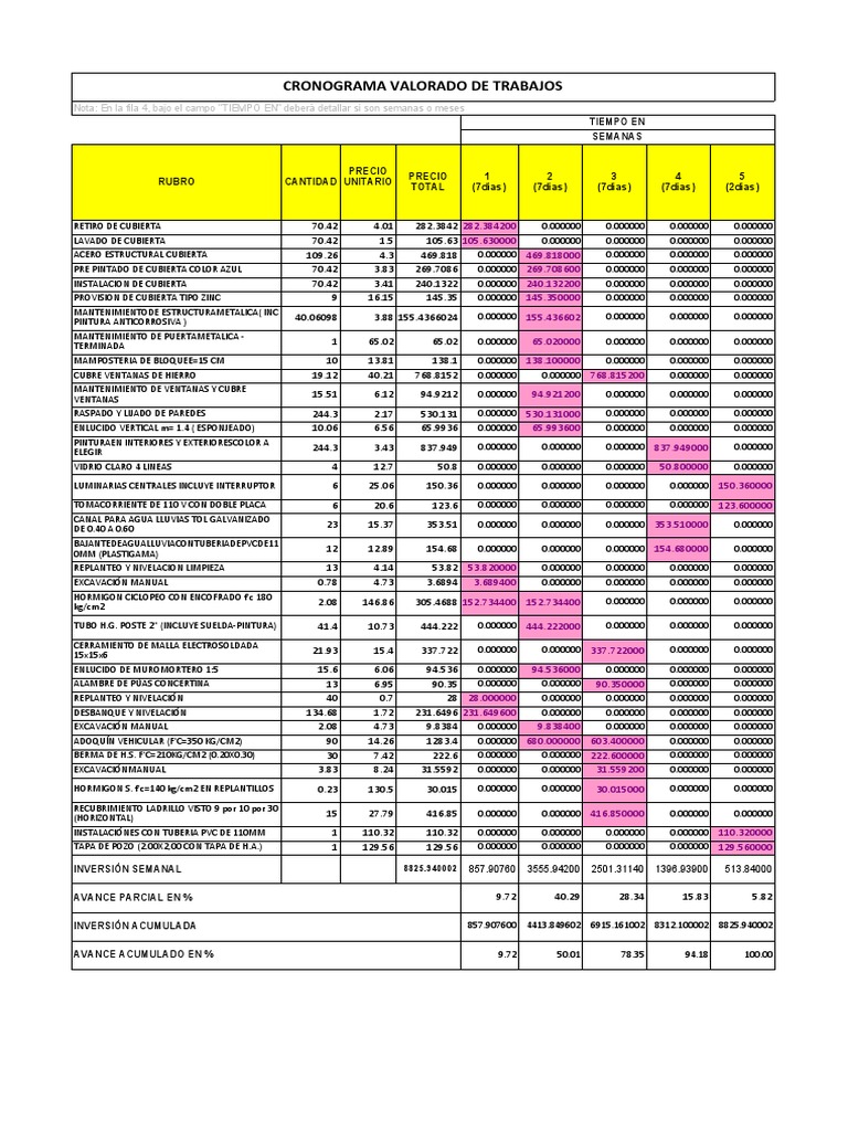 Cronograma Oferente | PDF