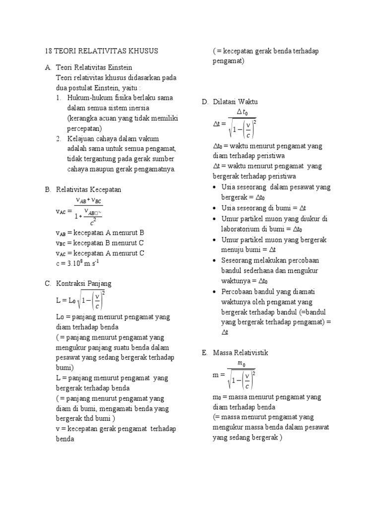 18 Teori Relativitas Khusus | PDF