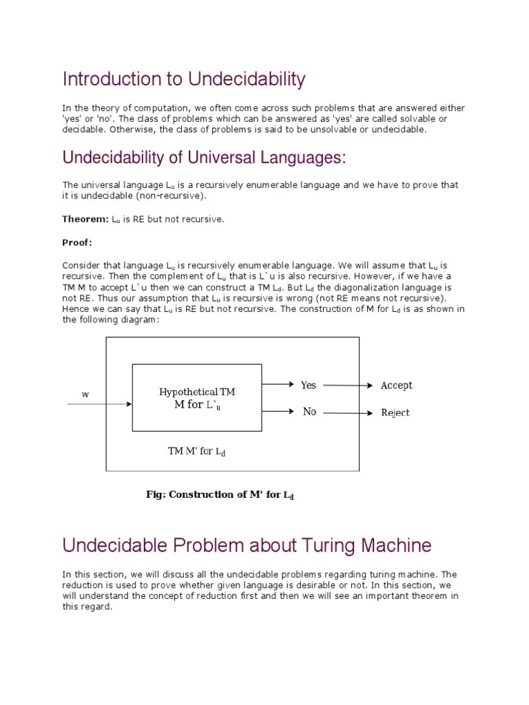 An Introduction to Undecidability: Proving the Universal Language Lu is Undecidable and ...