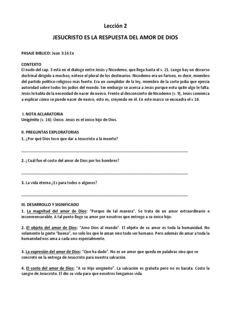 Leccion 2 | PDF | Amor | Jesús