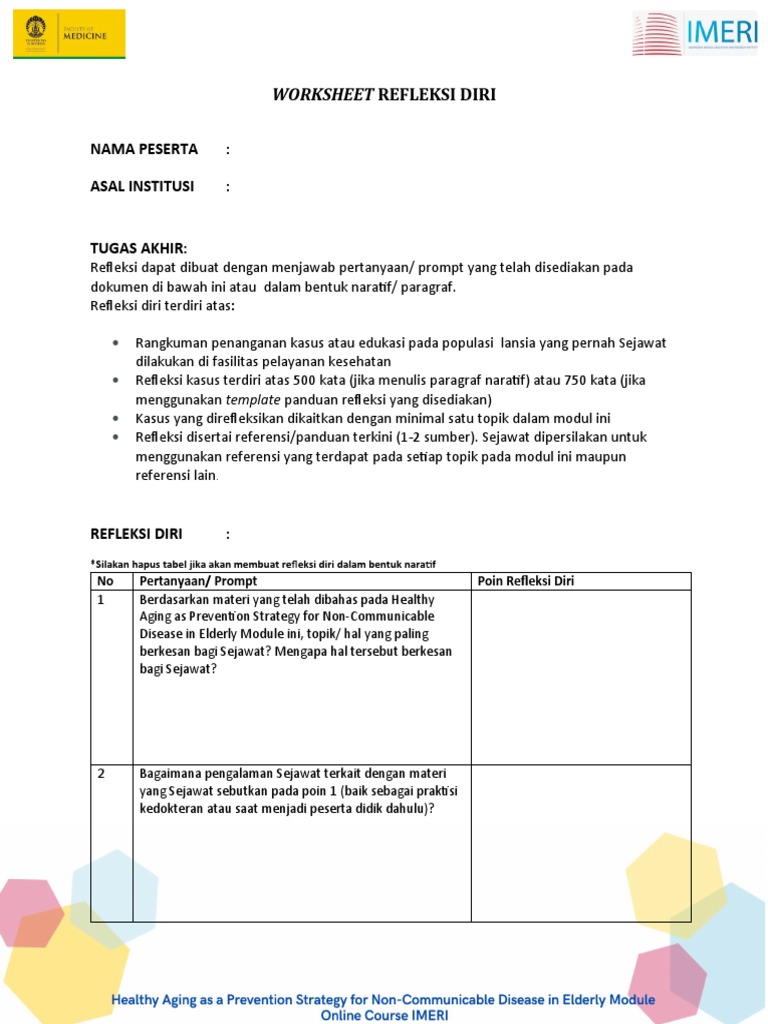 Worksheet Refleksi Diri | PDF