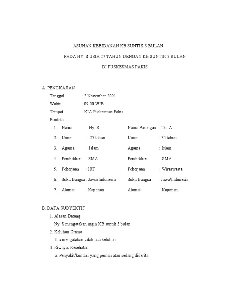 Askeb KB Suntik 3 Bulan | PDF