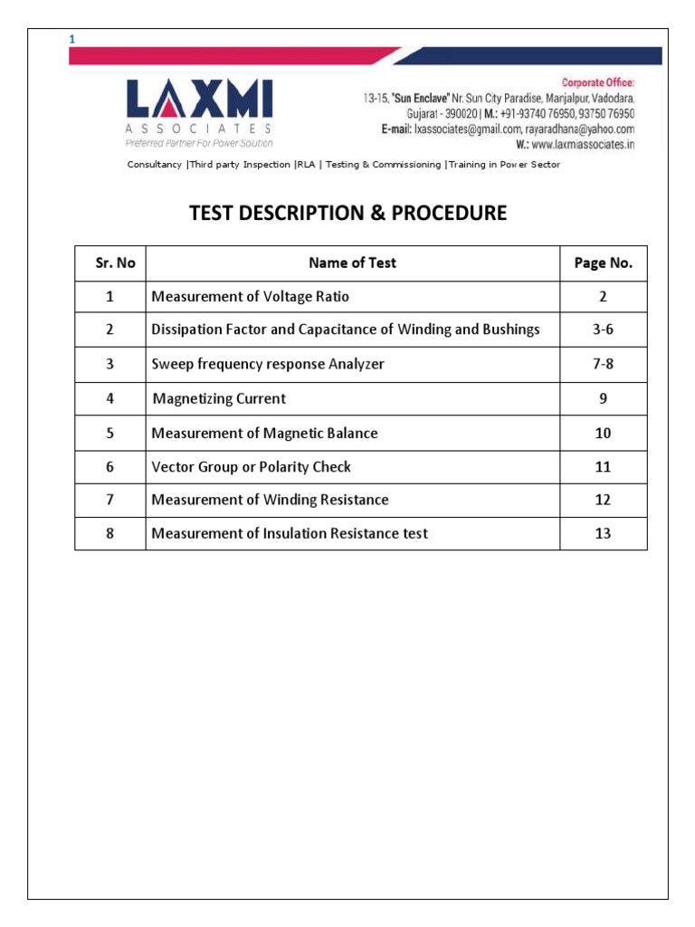 Test Procedure - Trafo | PDF | Transformer | Capacitor