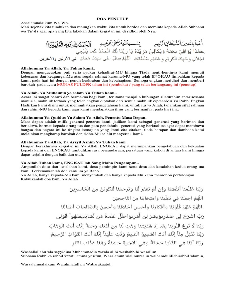 Doa Pembuka Dan Penutup | PDF | Agama & Spiritualitas