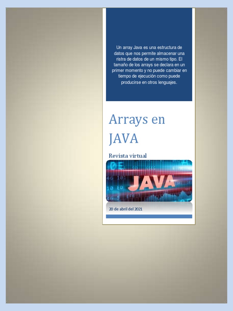 Arrays en Java Manuel Zambrano | PDF | Estructura de datos de matriz | Algoritmos y Estructuras ...
