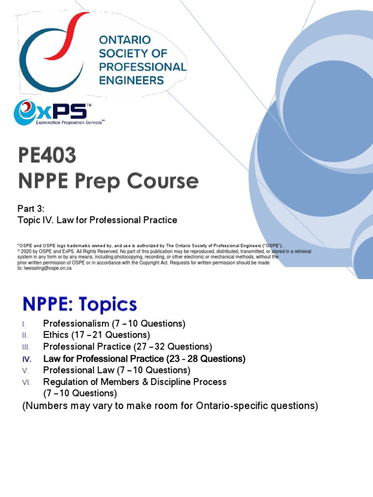 OSPE ExPS NPPE Prep 2020.09 Part 3 | PDF | Tort | Legal Liability