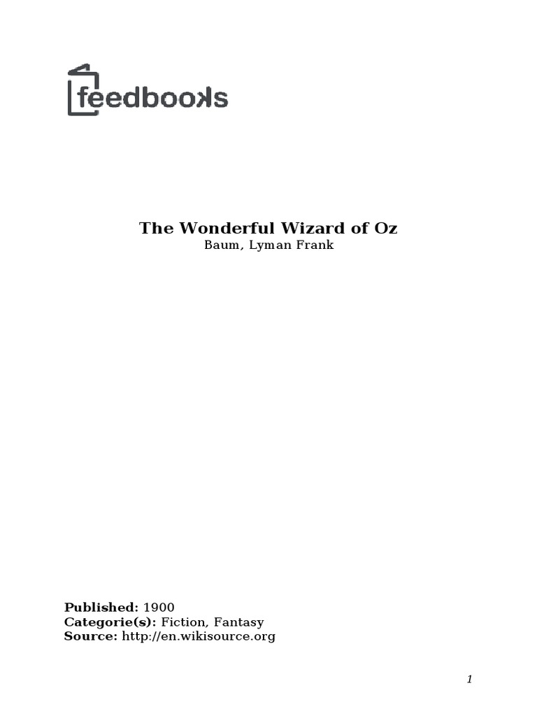 The Wonderful Wizard of Oz by L Frank Baum English Edition | PDF | Land ...