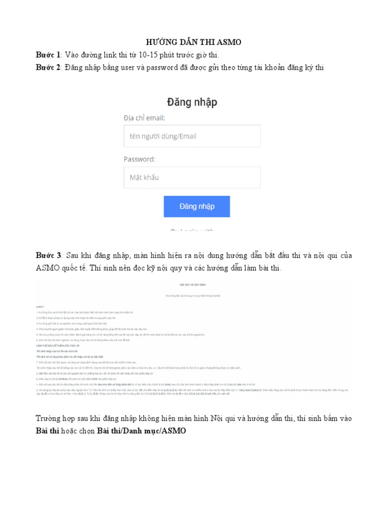 HƯỚNG DẪN THI ASMO - Ver 1.02 | PDF