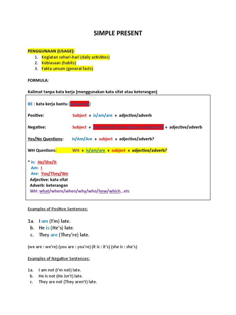 Simple Present Tense Guide | PDF | Adverb | Linguistics