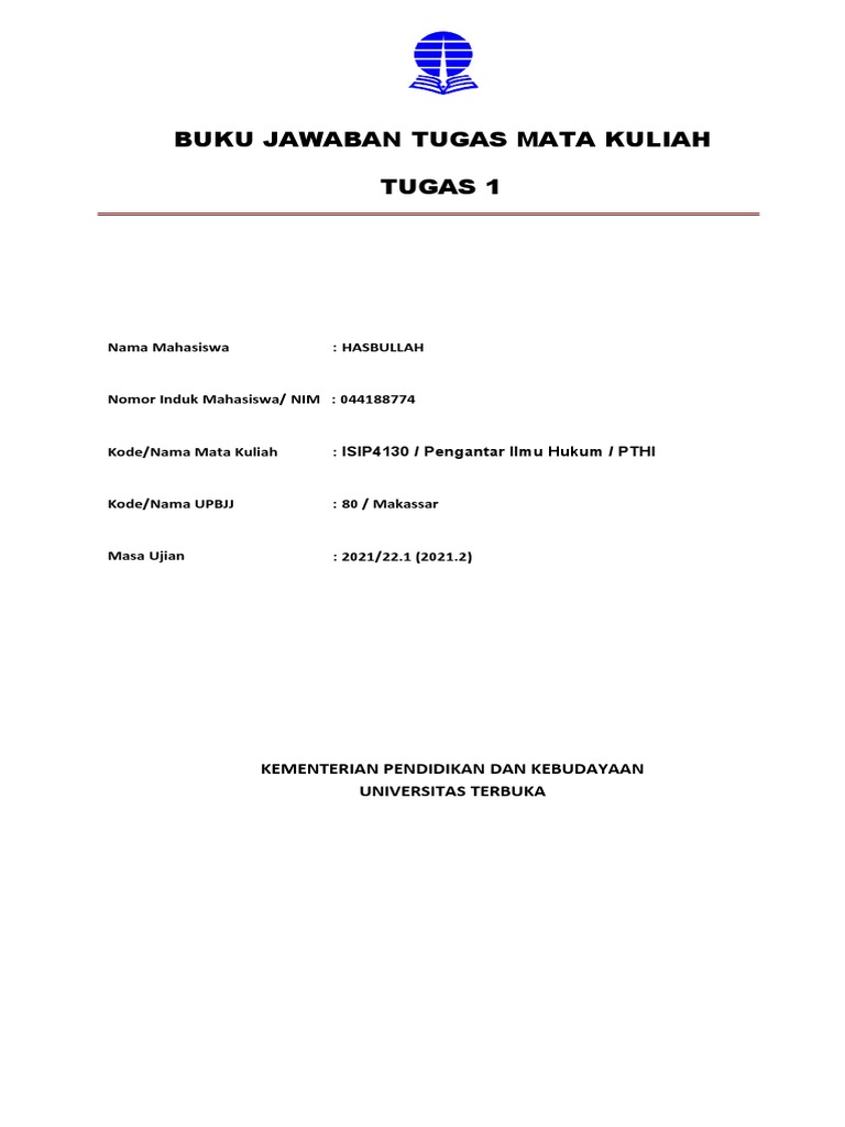 ISIP4130 - Pengantar Ilmu Hukum | PDF