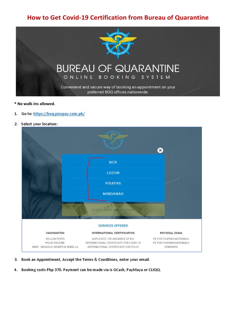 How To Get Covid19 Certification From Bureau of Quarantine | PDF