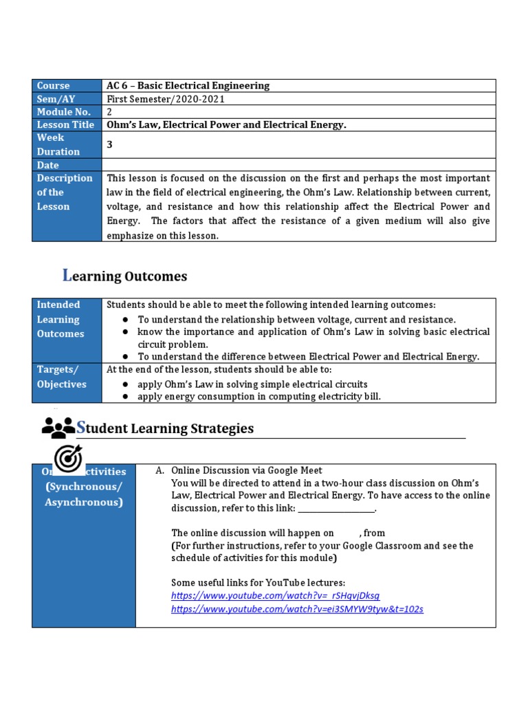 Module 2 | PDF | Electrical Network | Watt