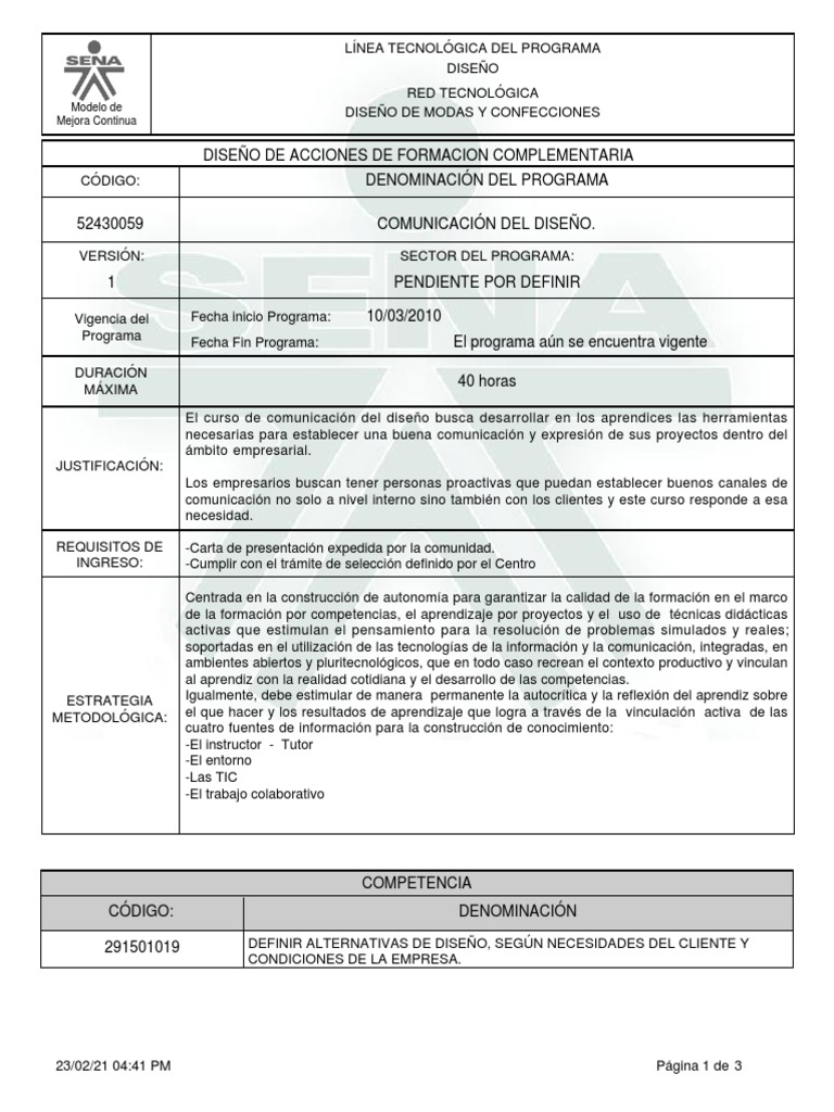 Programa - Comunicacion Del Diseño | PDF | Diseño | Comunicación