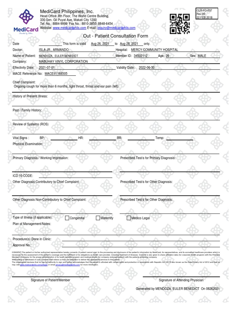 Consult Form Maceii1168505 | PDF | Patient | Health Care