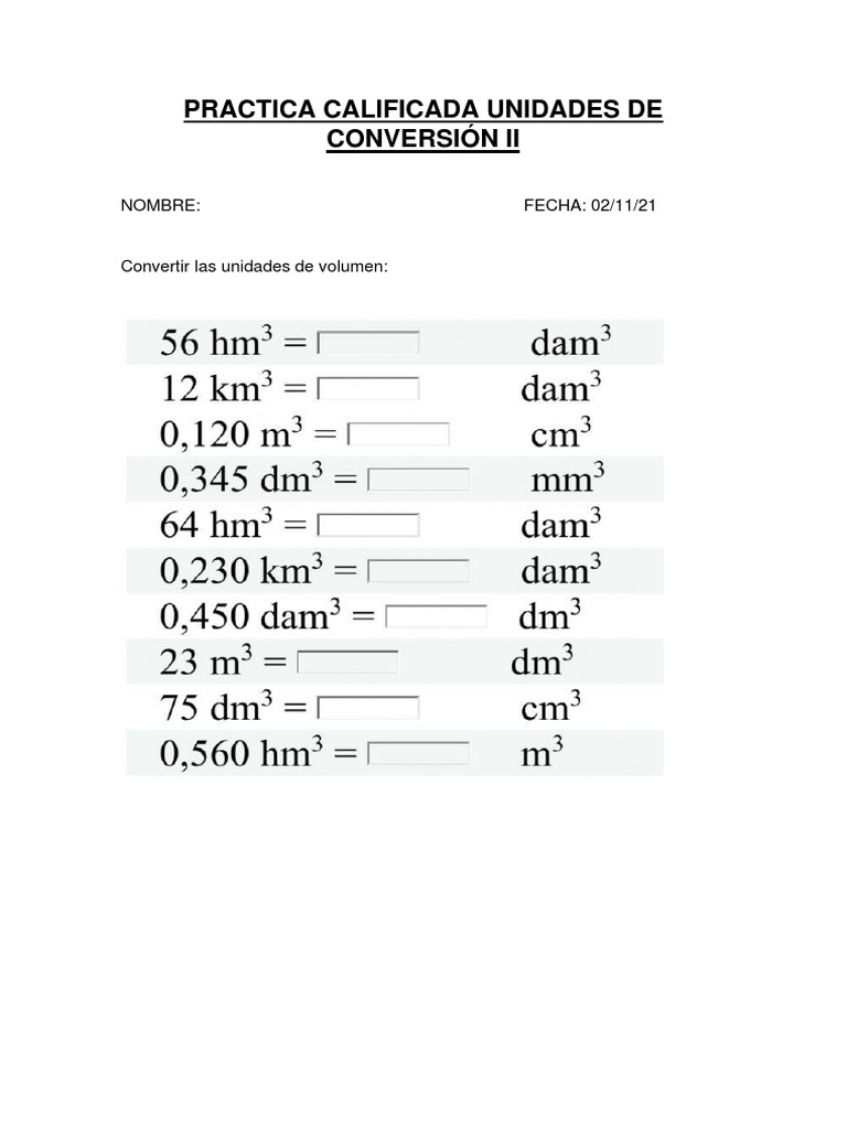 Practica Calificada Unidades de Conversión II | PDF