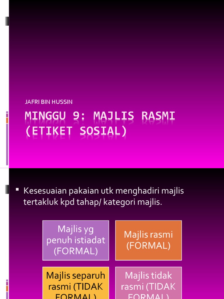 Majlis Rasmi Adab Serta Protokol Majlis | PDF