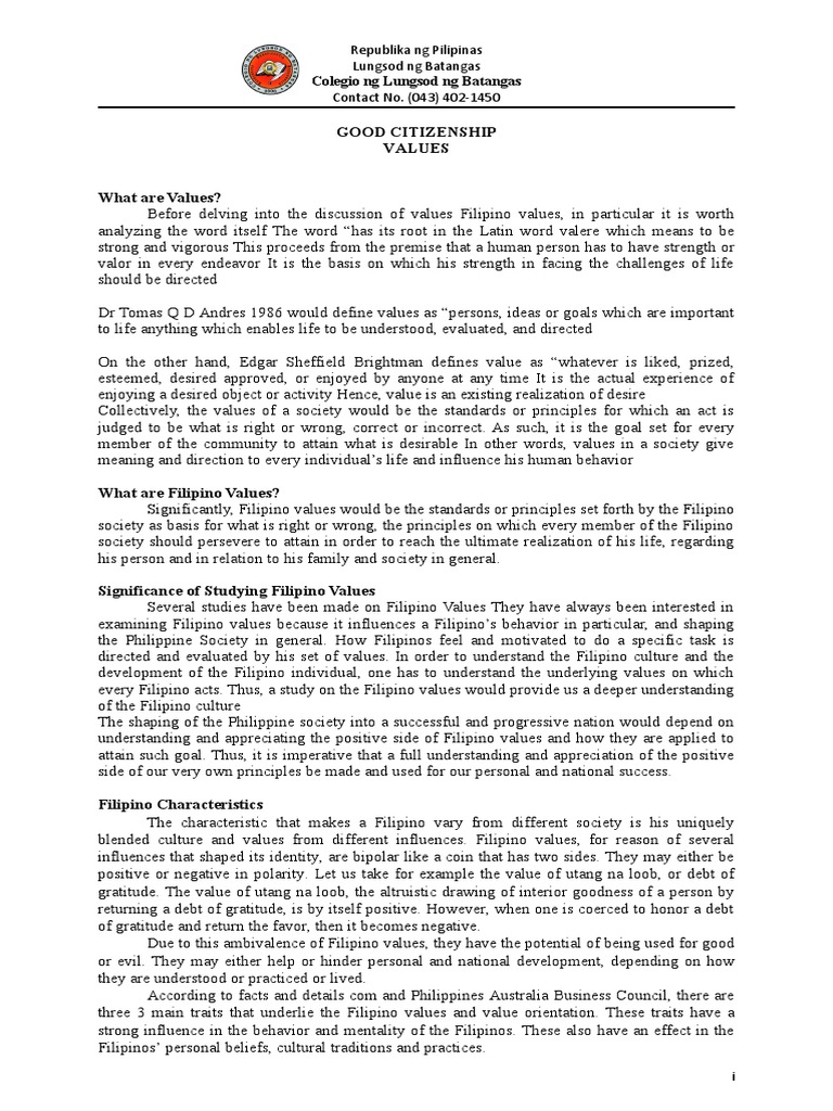Good Citizenship Values | PDF | Value (Ethics) | Philippines