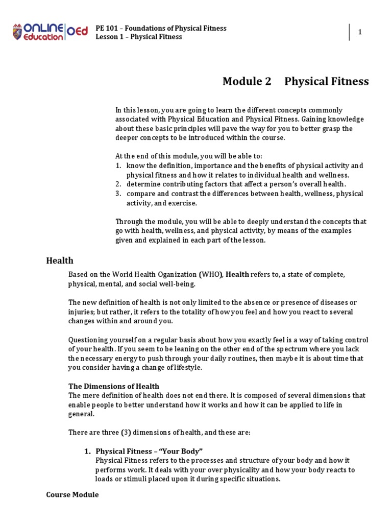 Introduction To Physical Fitness - Module 2 PDF | PDF | Physical ...