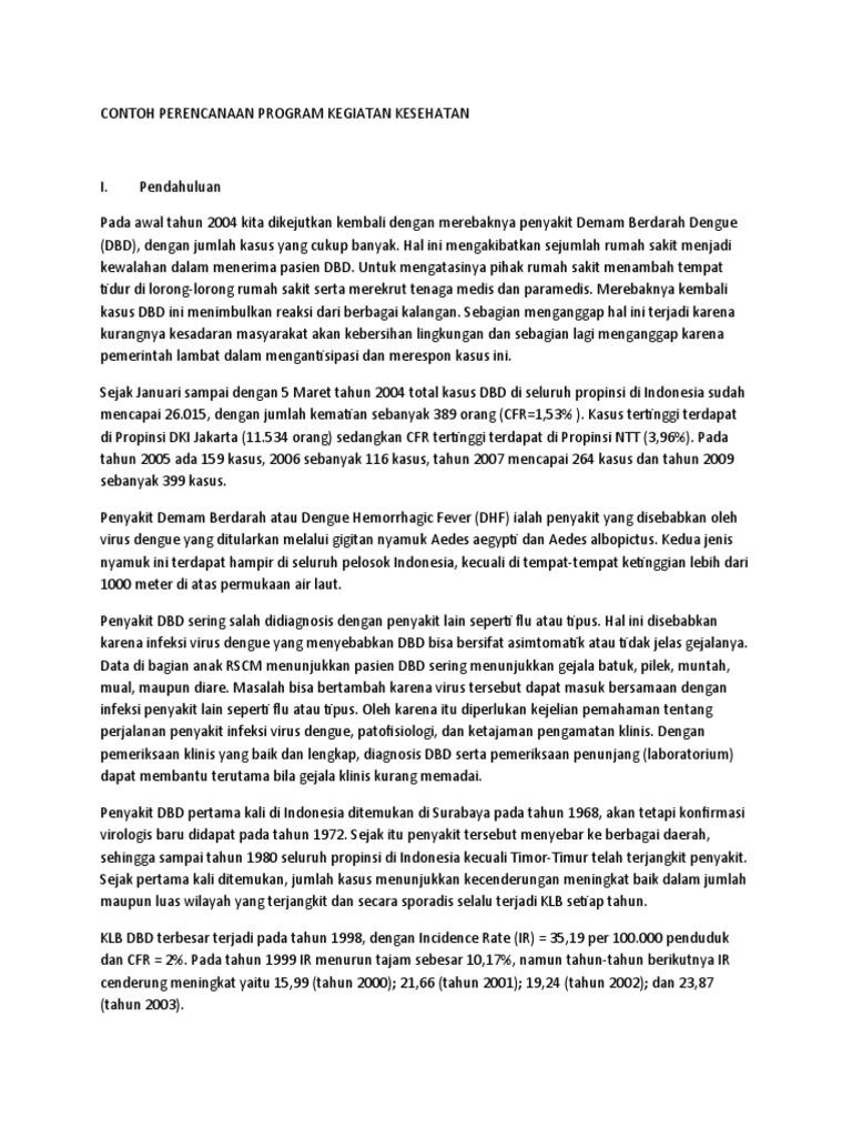 Contoh Perencanaan Program Kegiatan Kesehatan | PDF