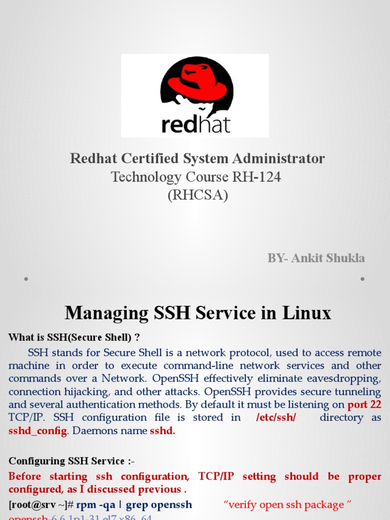 RHCSA-16 Configuring and Securing SSH Service | PDF