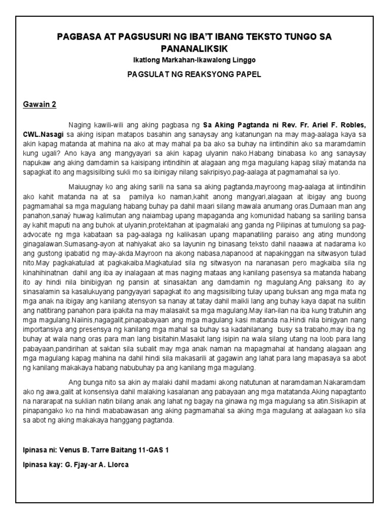 Reaksyong Papel 2 | PDF